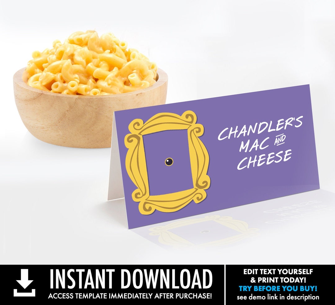 Friends Party Food Label Friends TV Show, Table Tents, Place Cards ...