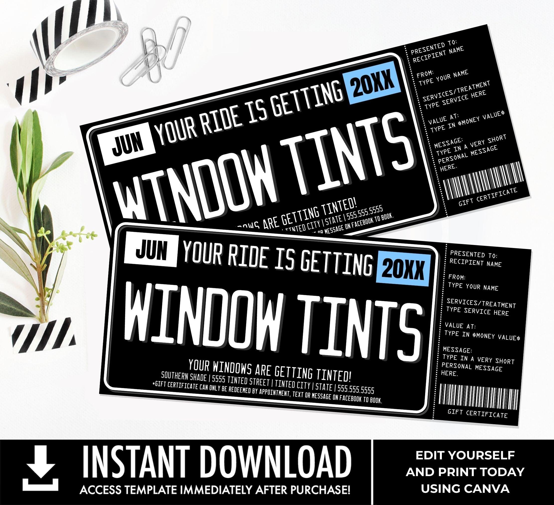 Car Window Tinting Gift Certificate, License Plate Surprise Gift ...