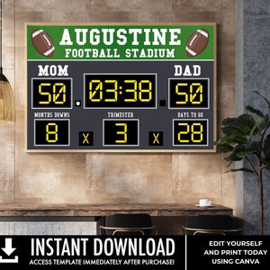 Football Scoreboard Baby Shower 36"x24" Poster/sign - Scoreboard Party ...