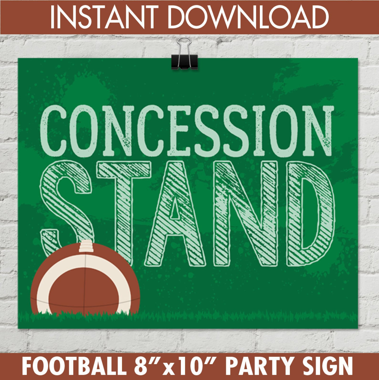 Football - Concession Stand 8" X 10" Sign - Football Party, Bowl Party ...