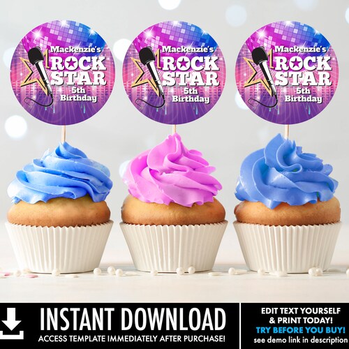 Rock Star 2 Tag/cupcake Toppers Rockstar Birthday - Etsy