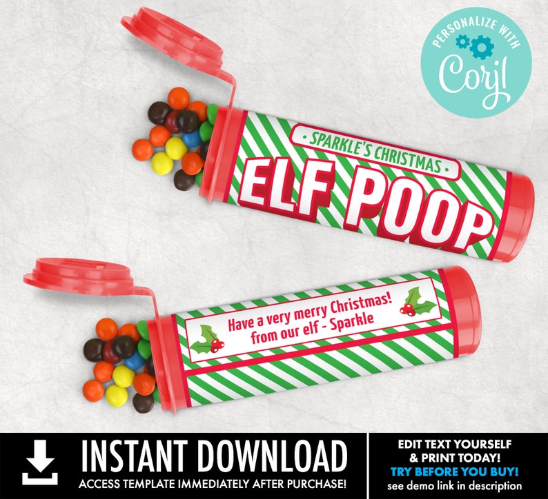 Elf Poop Mini M&m Tube Labelchristmas Party Favor Elf - Etsy