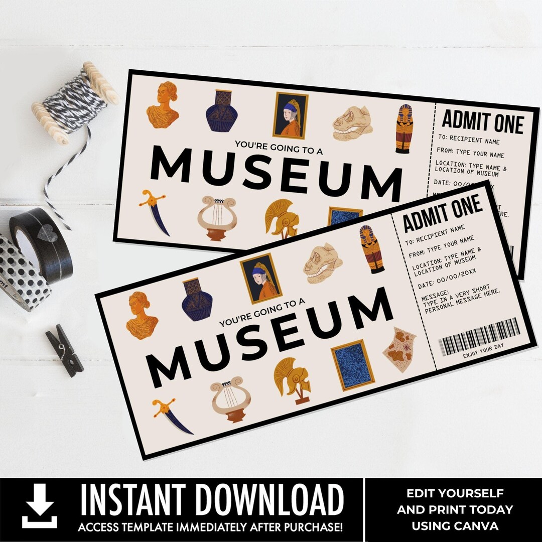Museum Gift Certificate, Museum Surprise Gift Voucher, Last Minute Gift ...