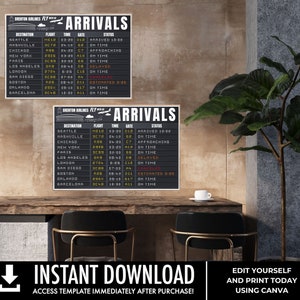 Airplane Party 11x17 Poster, Departure & Arrivals, 2 Poster/sign SET ...