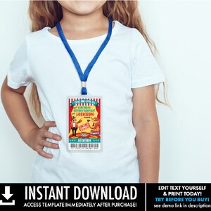 Carnival Circus VIP Badge, Carnival Party, Circus Party, All Access ...