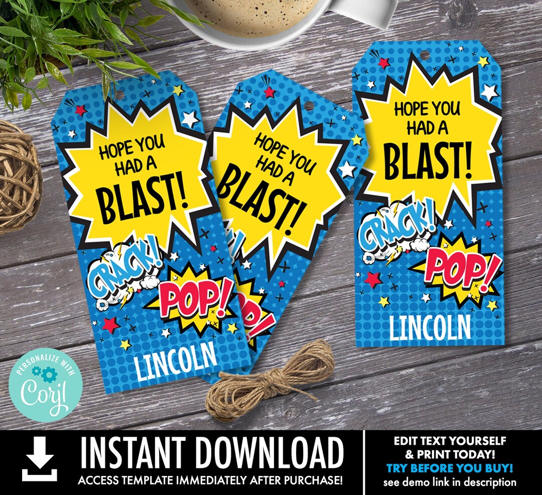 Superhero Favor Tag - Superhero Party, Super Hero Favor Tag, Gift Tag ...