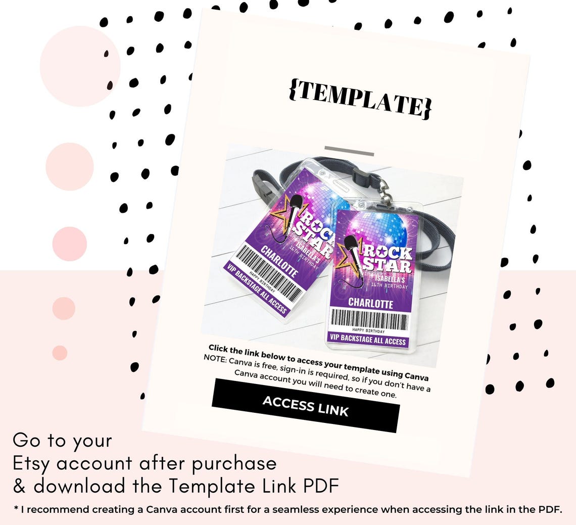 Rockstar Party VIP Badge, Party Like a Rockstar, Rock N Roll, Backstage ...