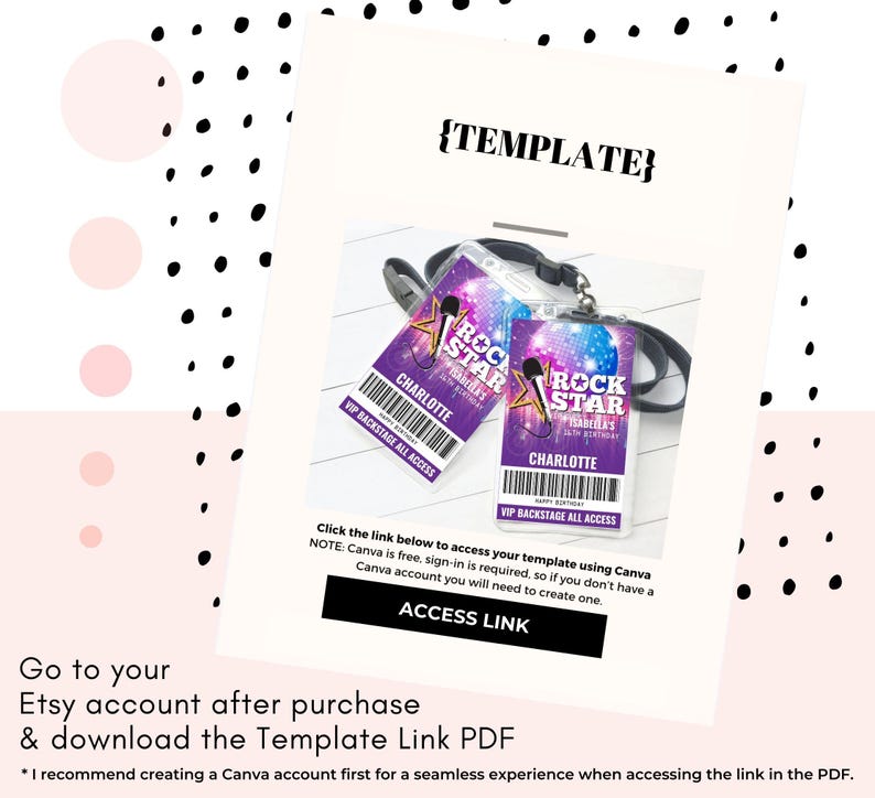 Rockstar Party VIP Badge, Party Like a Rockstar, Rock N Roll, Backstage ...