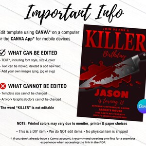 Halloween Killer Birthday Party Invitation, Horror Bloody Invite ...