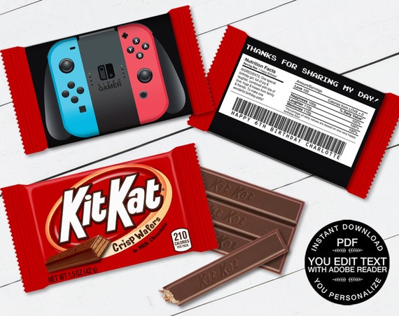 Kit Kat Candy Bar Label/Wrapper - Switch Controller, Video Game Party ...
