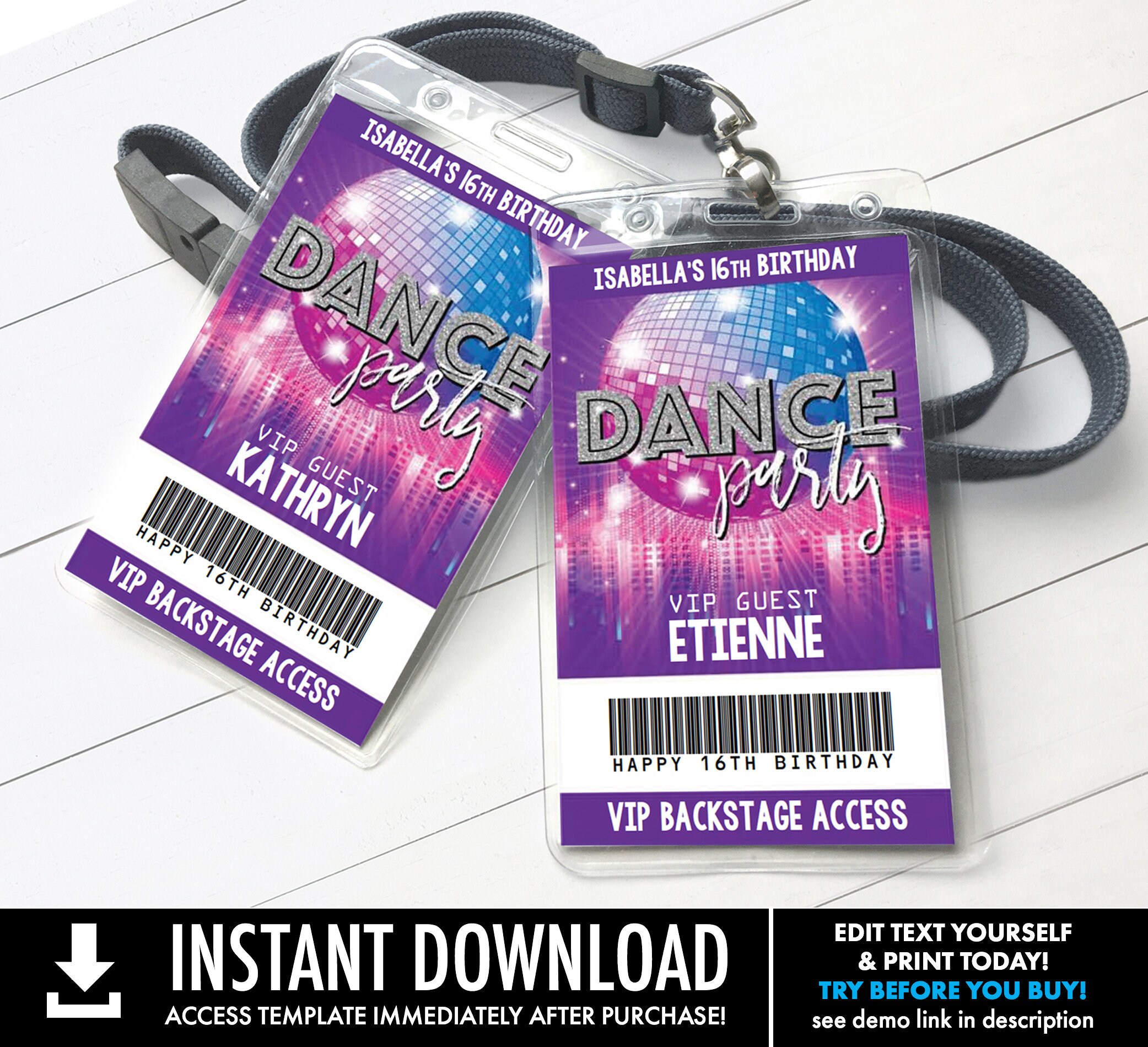 Dance Party VIP Badge Disco Dance Party Rock N Roll Party - Etsy Australia