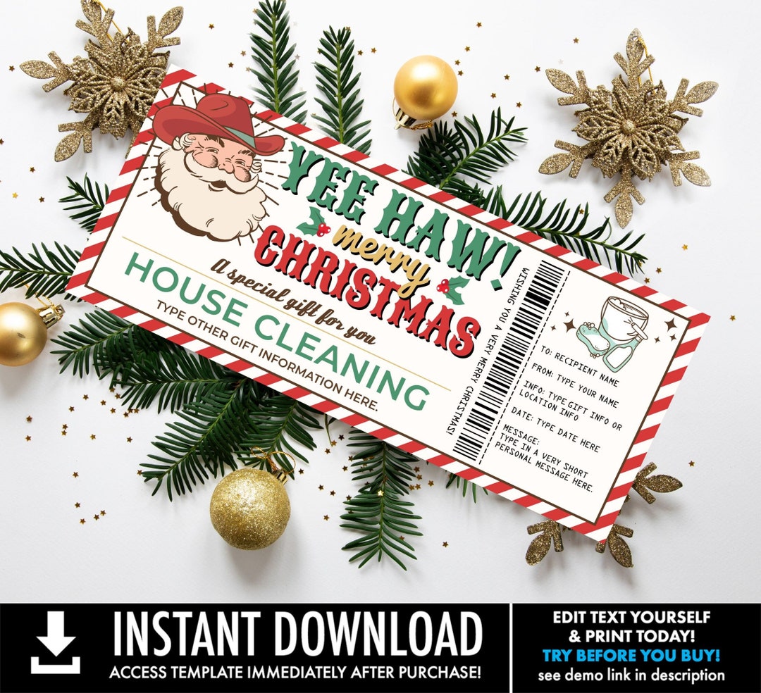 House Cleaning Christmas Gift Certificate,maid Service,gingerbread ...