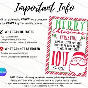 IOU a Christmas Gift, Delayed Gift Delivery Label, Notification From ...