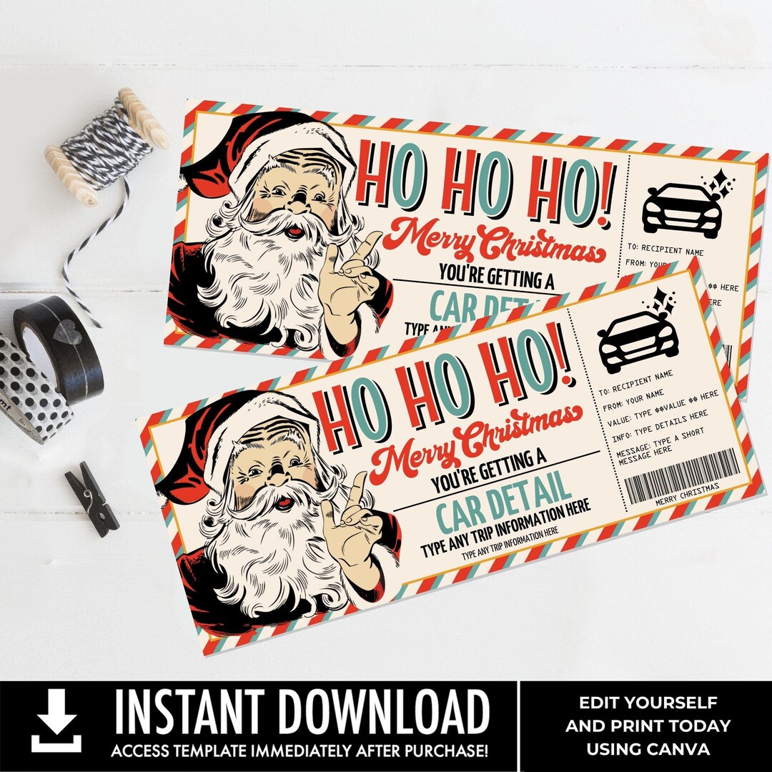 Christmas Car Detail Gift Certificate,car Detailing Surprise Gift ...