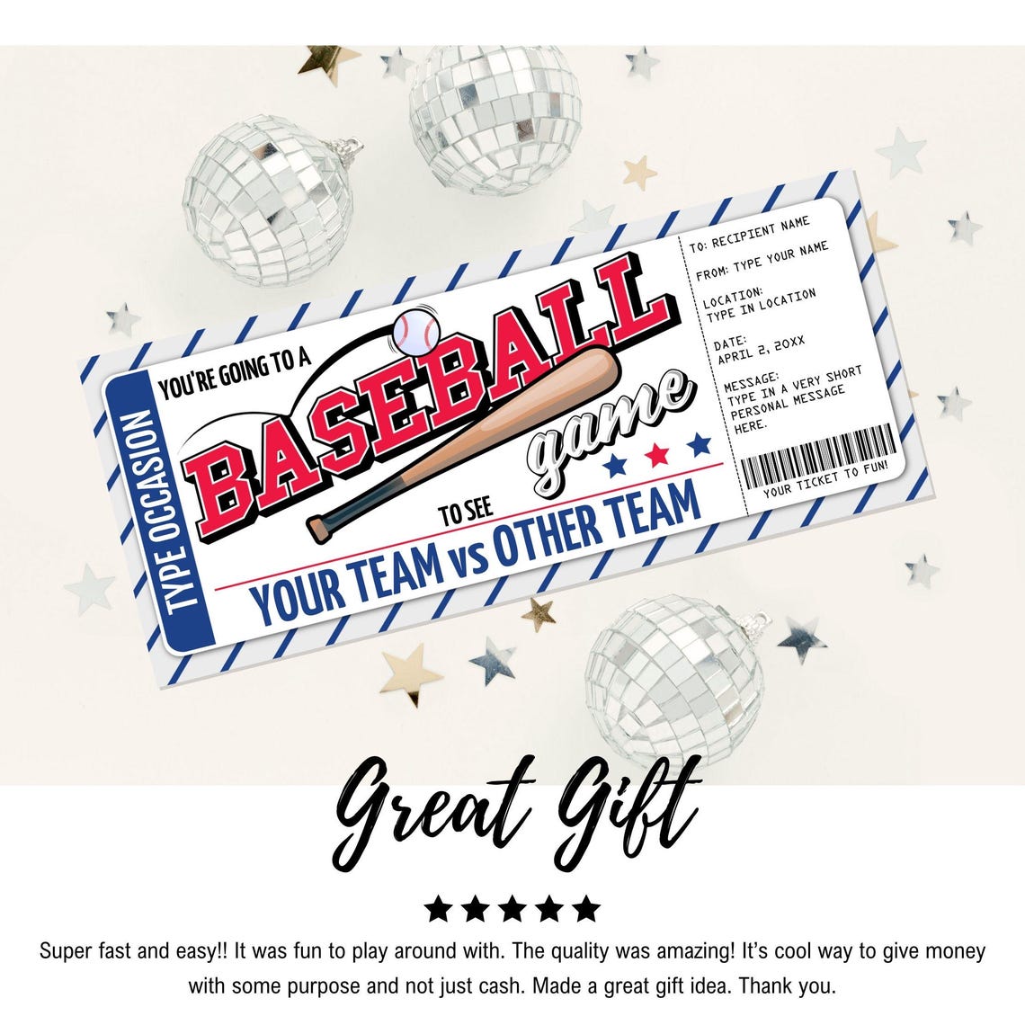 Baseball Ticket Gift Editable Template - Surprise Baseball Game Ticket ...