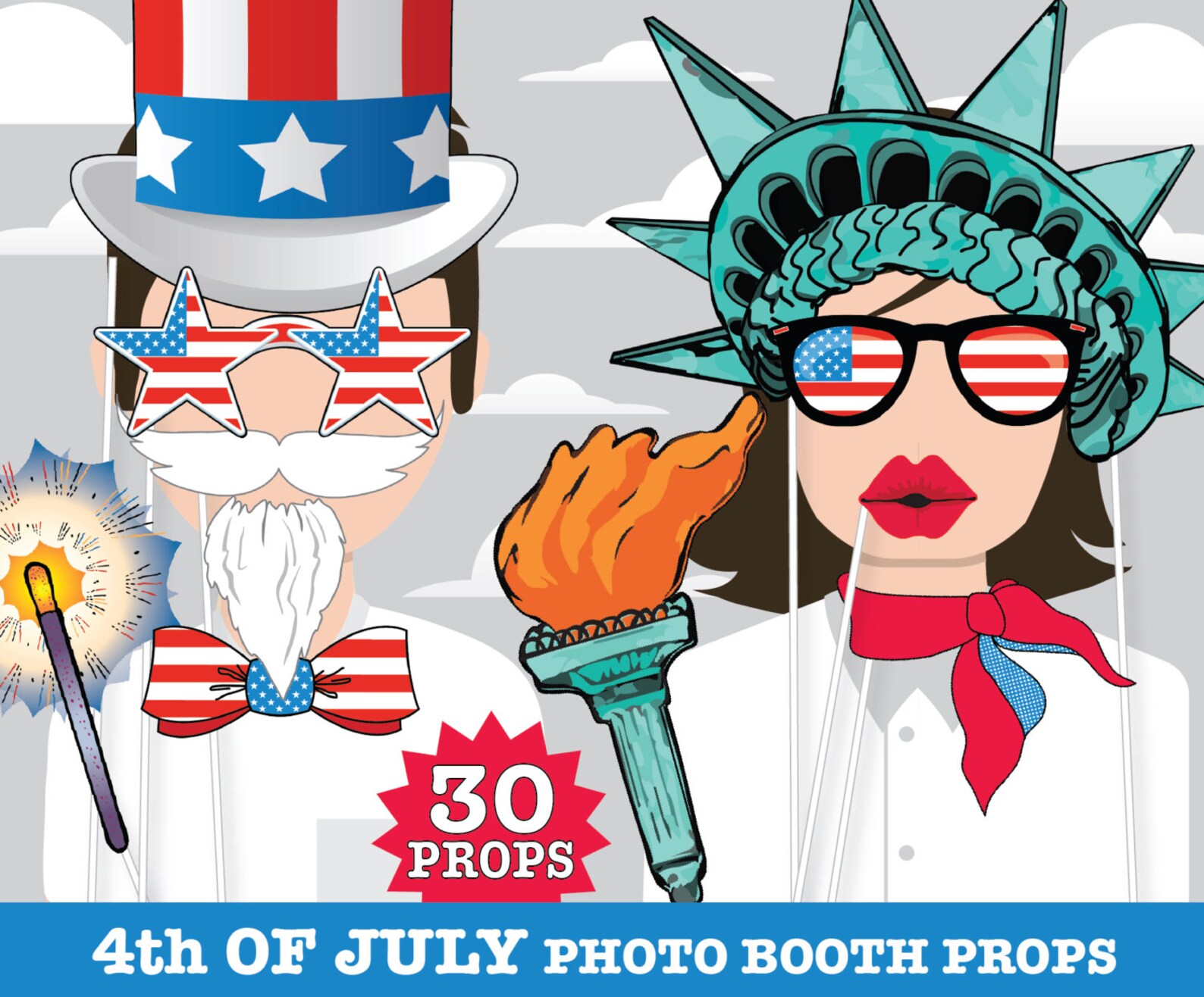 4th of July Photo Booth Props Independence Day U.S.A. | Etsy