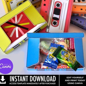 Cassette Tape Box 7 EDITABLE Boxes, Gift Card Holder, Party Favor Boxes ...