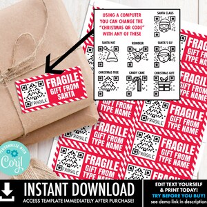 Santa Mail Labels Fragile QR Code Christmas Delivery Label - Etsy