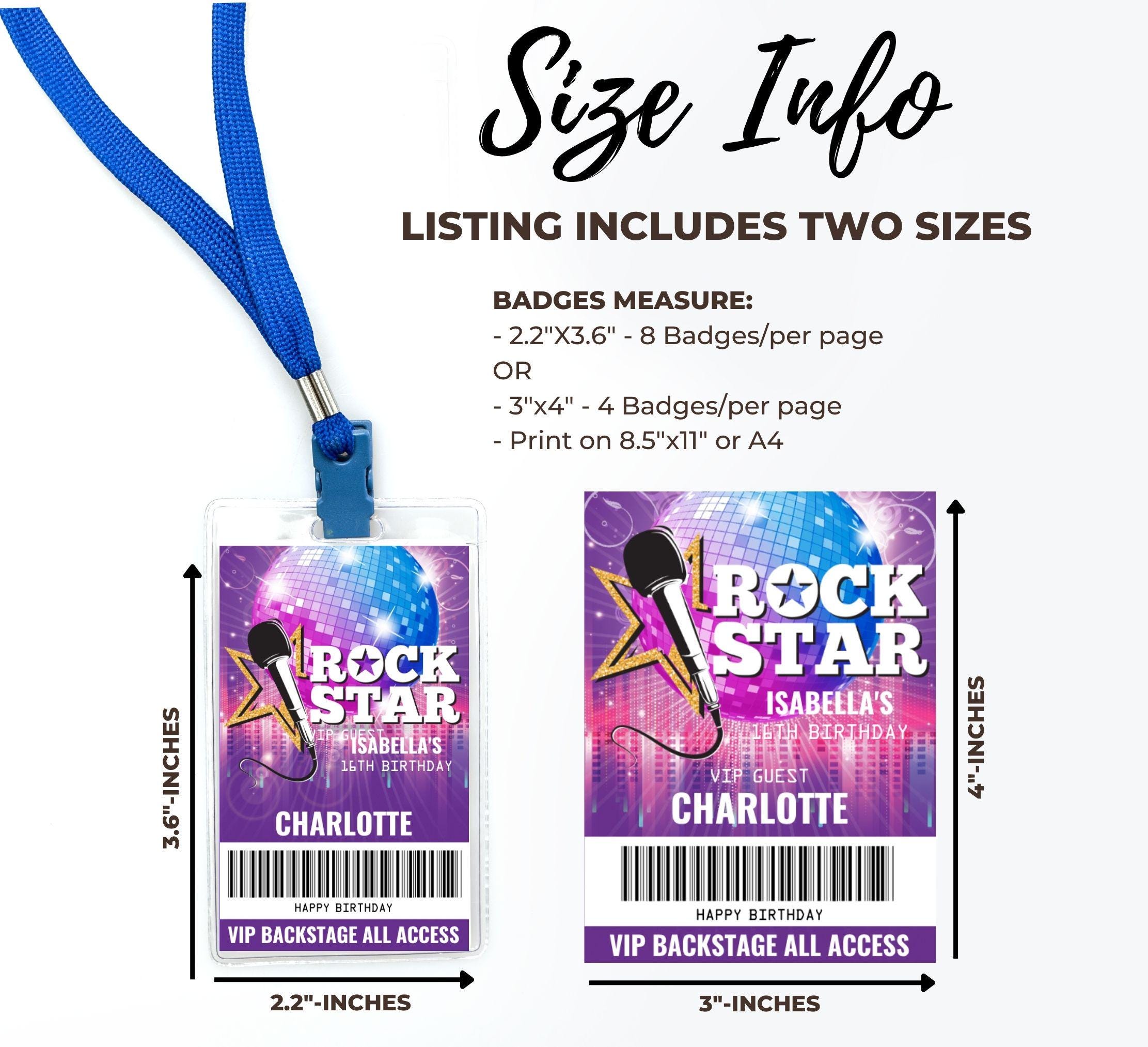 Rockstar Party VIP Badge, Party Like a Rockstar, Rock N Roll, Backstage ...
