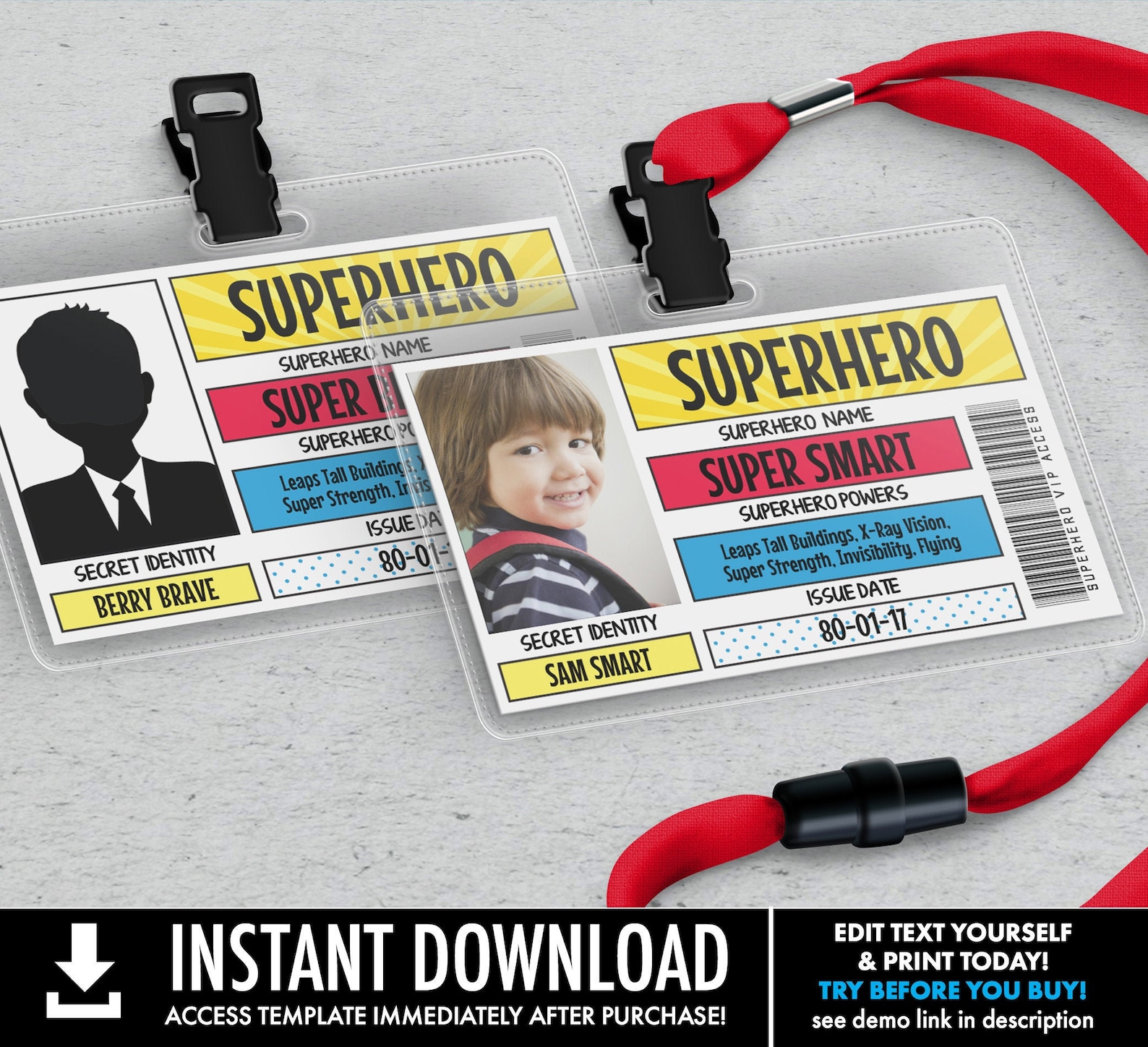 Superhero VIP All Access Pass/badge Superhero I.D. - Etsy