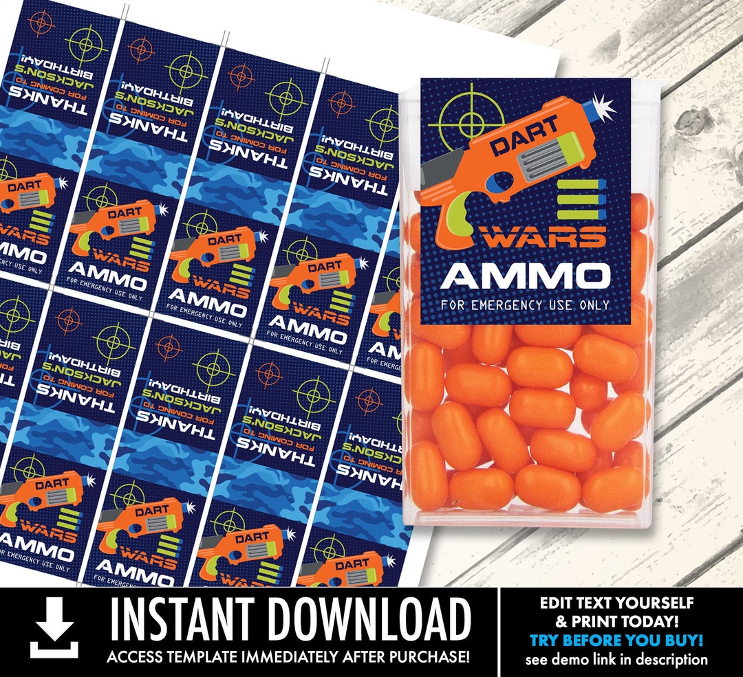 Dart Wars Breath Mint Label, Mint Candy Label, Dart Wars Party, Dart ...