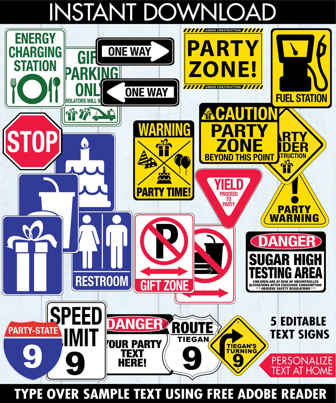 Race Car Party Traffic Signs - Construction Party, Cars Party, Birthday ...
