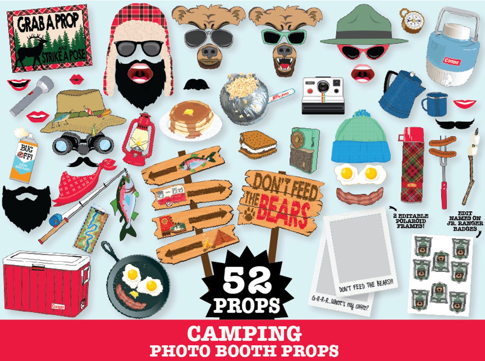 Camping Photo Booth Props Camping Party Glam Camp Woodland - Etsy