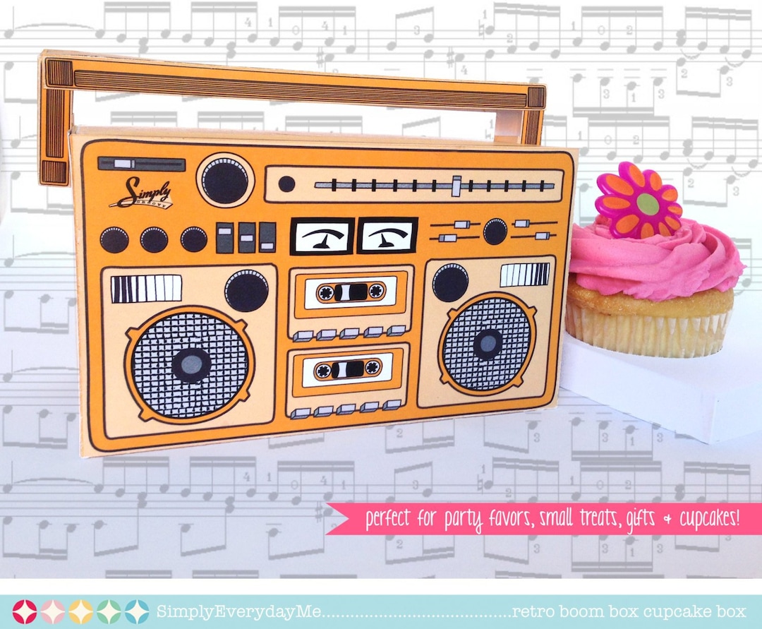 Boom Box Favor Box - Cupcake Box, 40th Birthday, 30th Birthday, 80's ...
