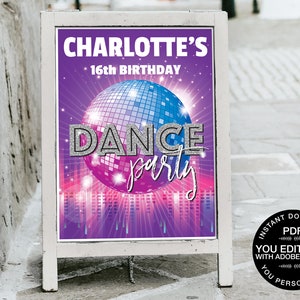Dance Party 18x24 Sign/poster Printable Party Sign, Dance Birthday ...
