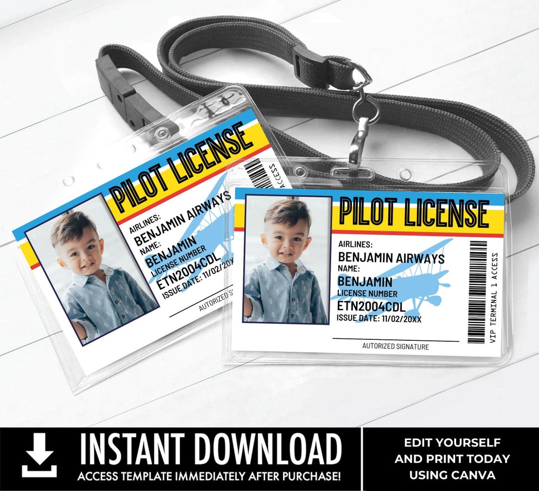 Airplane Pilot License - Airplane Pilot I.D. Badges, Party Favor ...