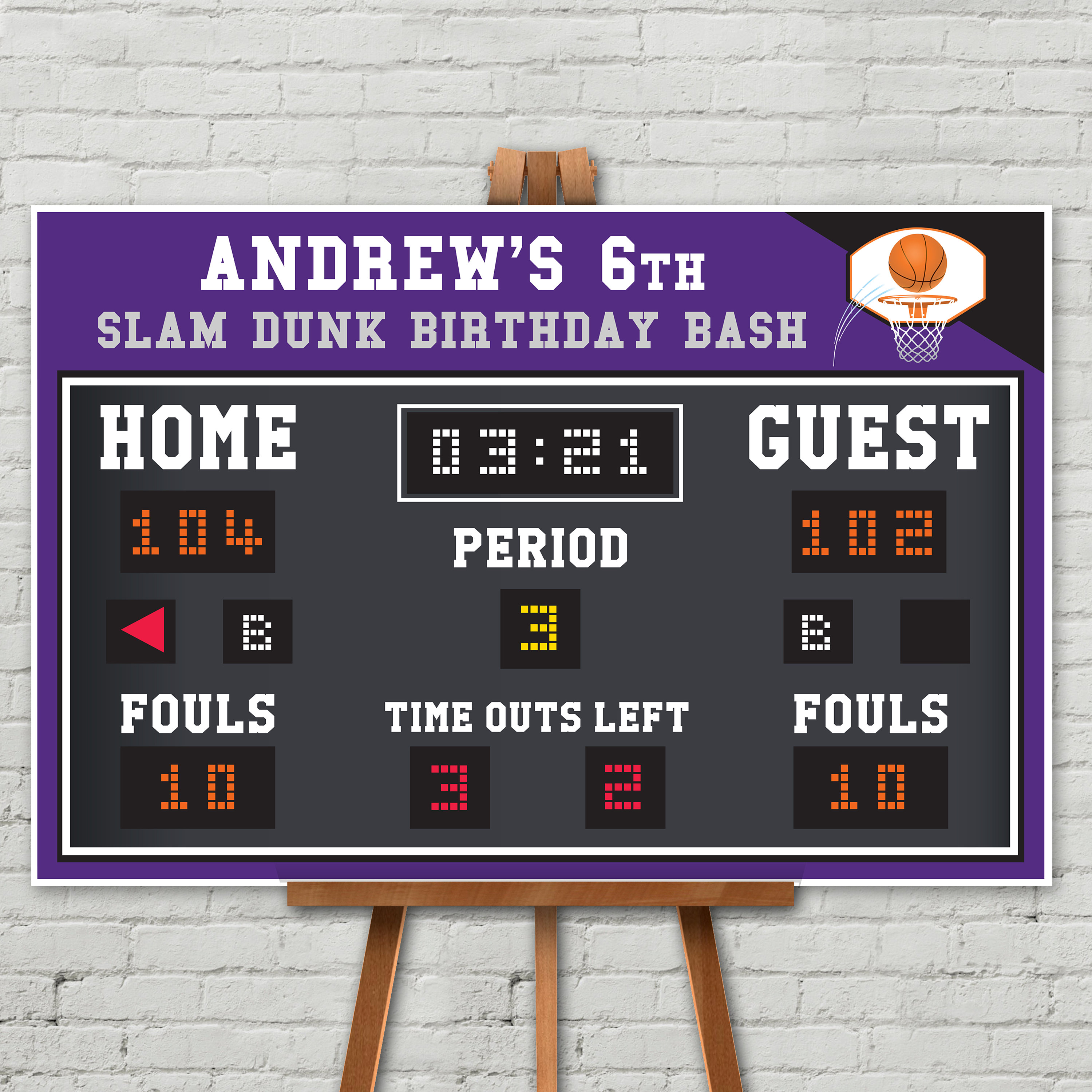 Basketball Scoreboard Printable 36"x24" Poster, Scoreboard Sign ...