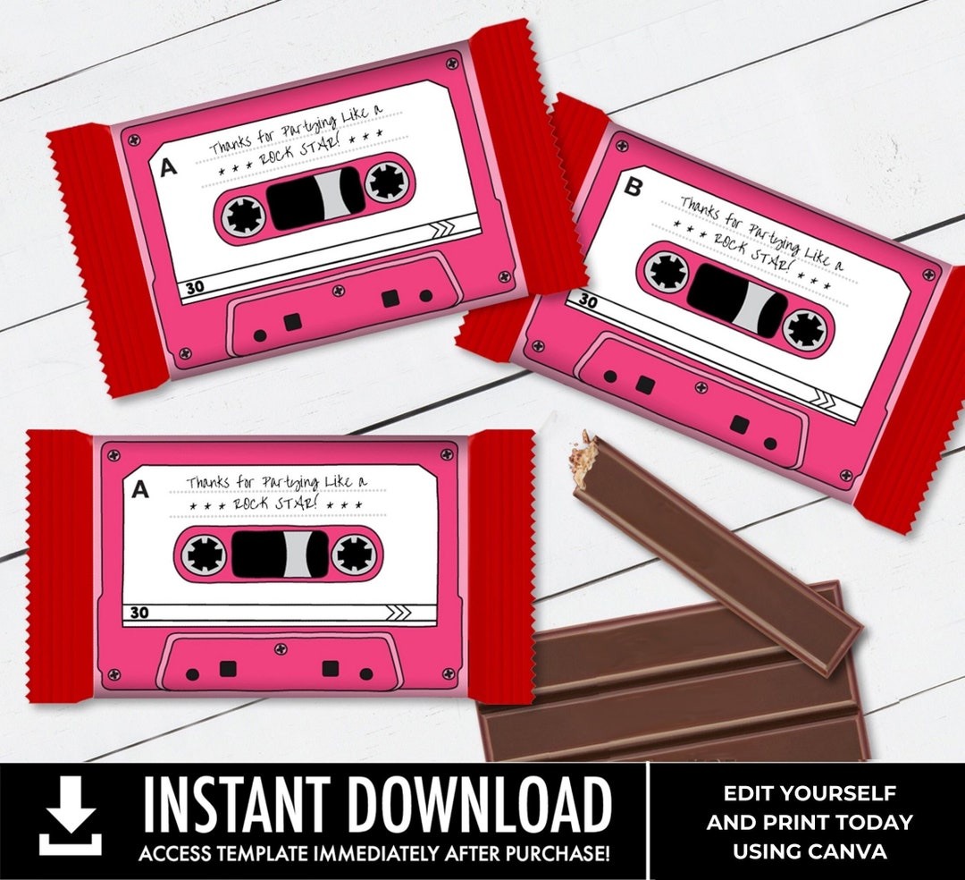 Cassette Tape Wafer Chocolate Candy Bar Label/wrapper,retro Party Favor ...