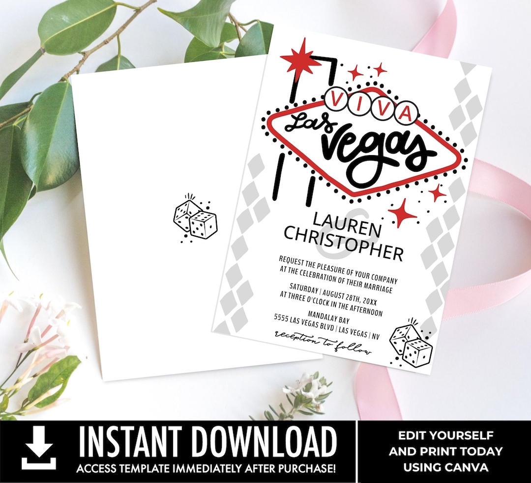 Las Vegas Theme Wedding Invitation, Viva Las Vegas Invitataion ...