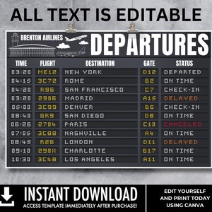 Airplane Party 48"x36" Poster, Departure Sign, Airport Terminal Sign ...