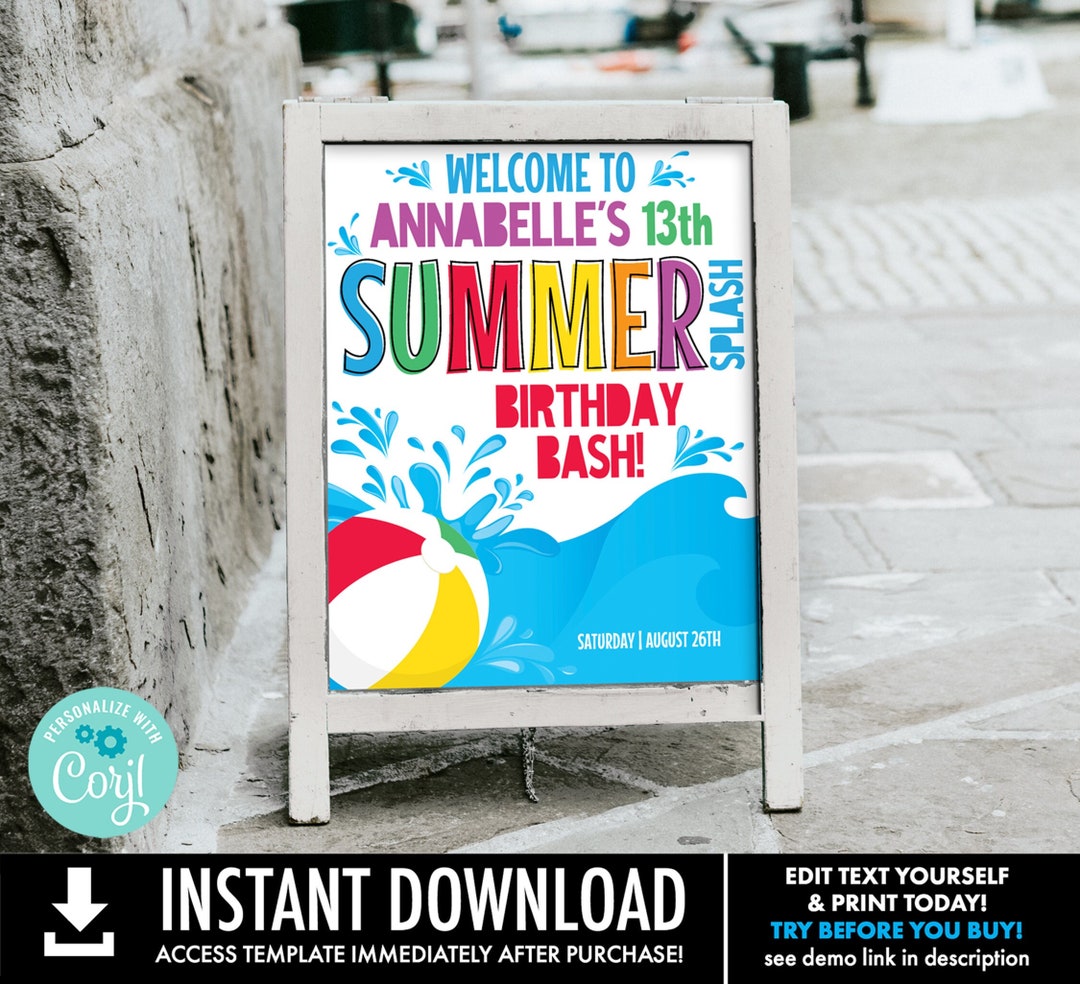 Summer Splash Welcome Sign,pool Party 16x20 Sign,summer Party,beach ...
