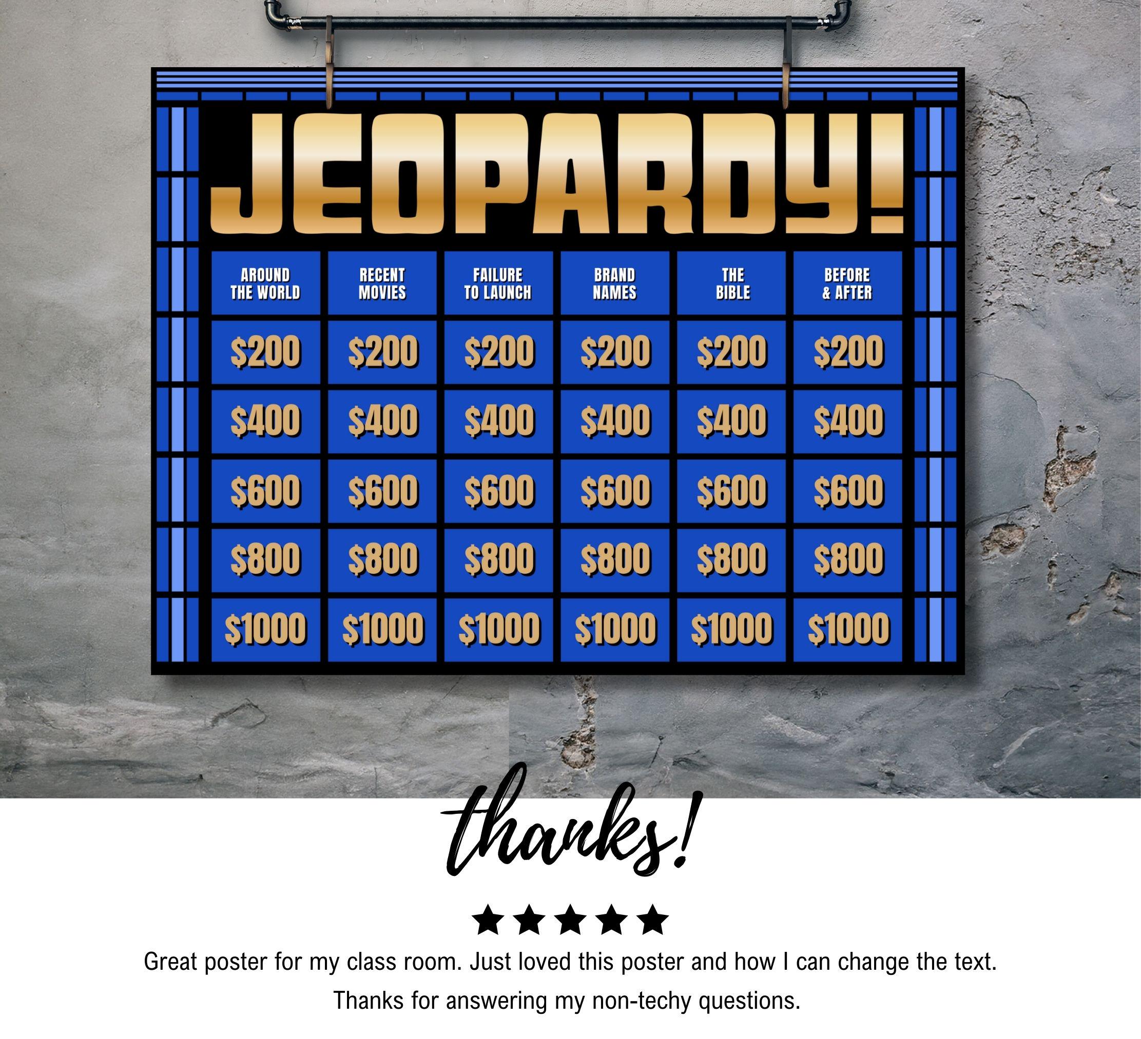 Printable Jeopardy Game Show Party Poster Set, Game Show 48"x36" Poster ...