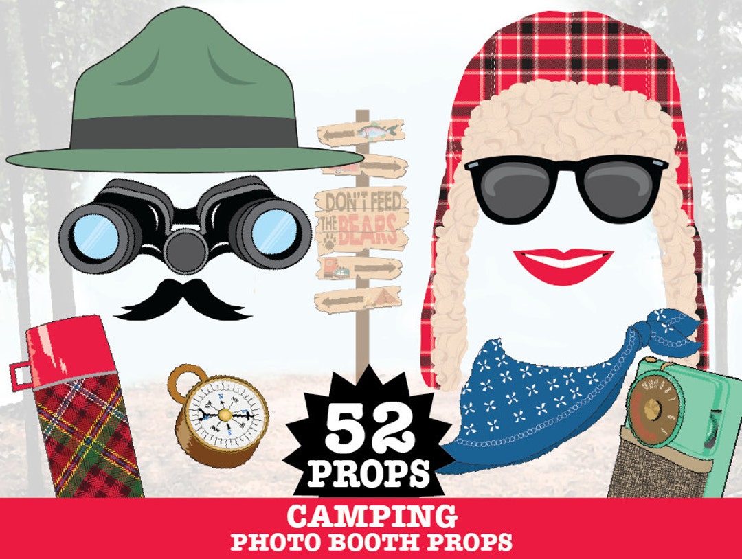 Camping Photo Booth Props - Camping Party, Glam Camp, Woodland Party ...
