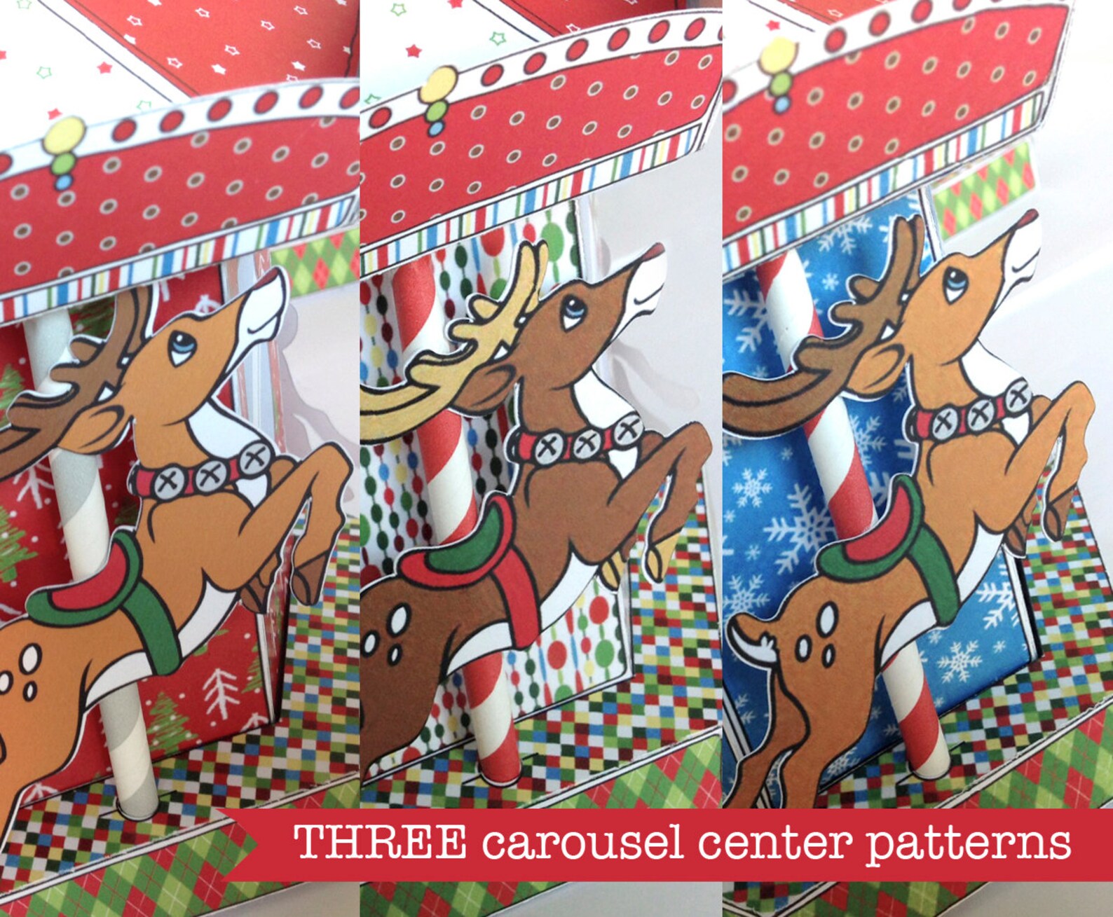 Christmas Printable Box Reindeer Carousel DIY Box | Etsy