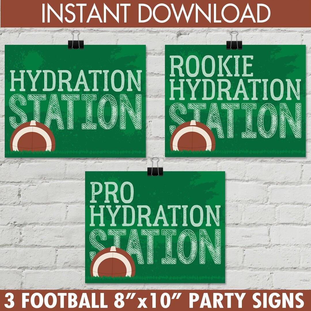 Football - Hydration Station 8" X 10" Signs - Football Party, Bowl ...