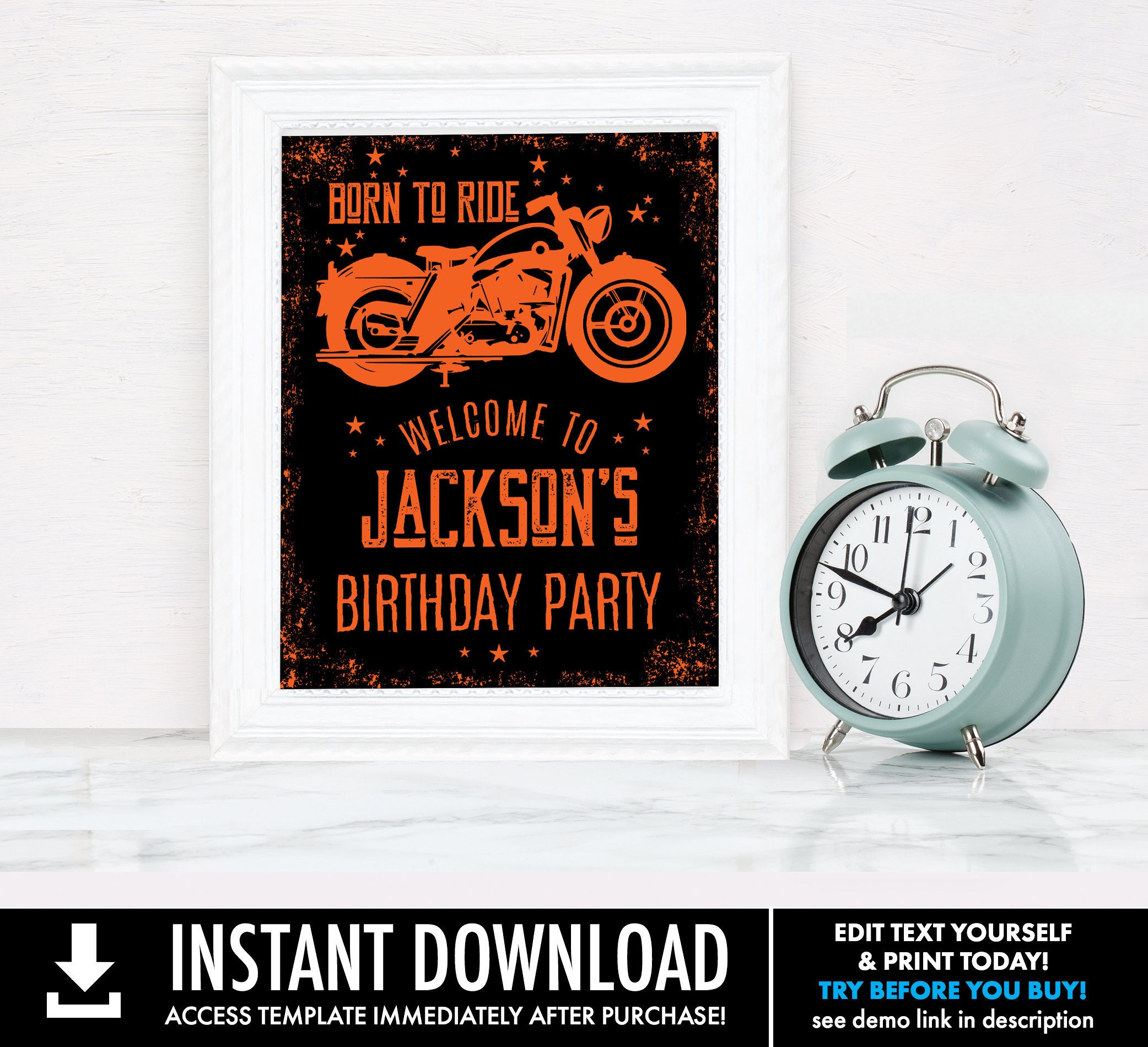 Motorcycle Birthday Welcome Sign/Poster 8x10 | Etsy