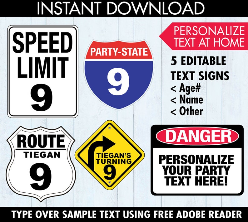 Race Car Party Traffic Signs - Construction Party, Cars Party, Birthday ...