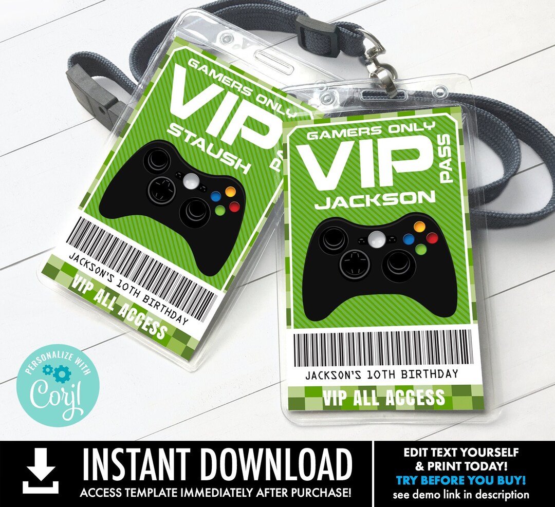 Video Game Badges VIP Video Game I.D. Badges Game Truck - Etsy