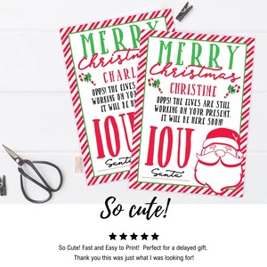 IOU a Christmas Gift, Delayed Gift Delivery Label, Notification From ...