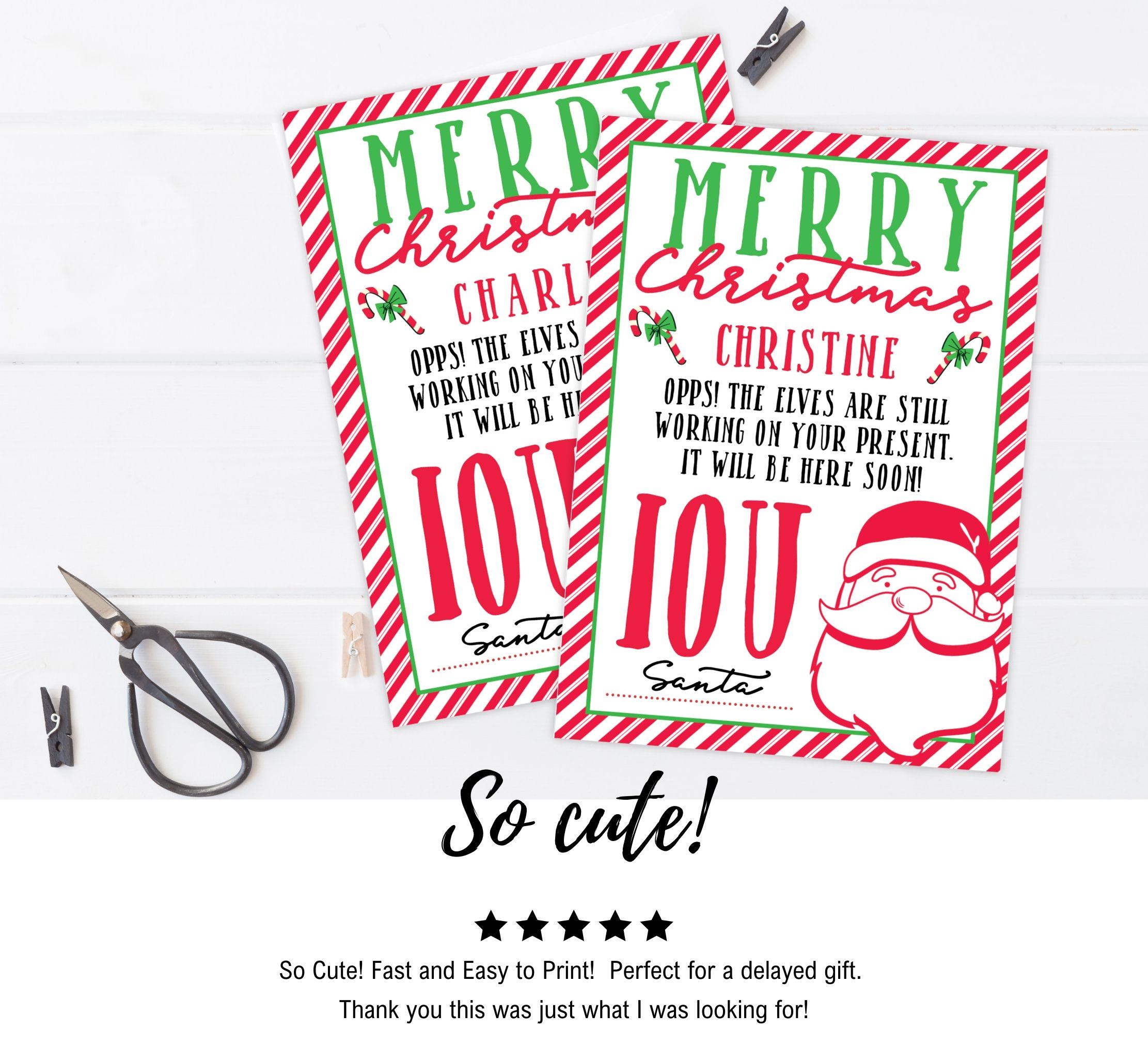 IOU a Christmas Gift, Delayed Gift Delivery Label, Notification From ...