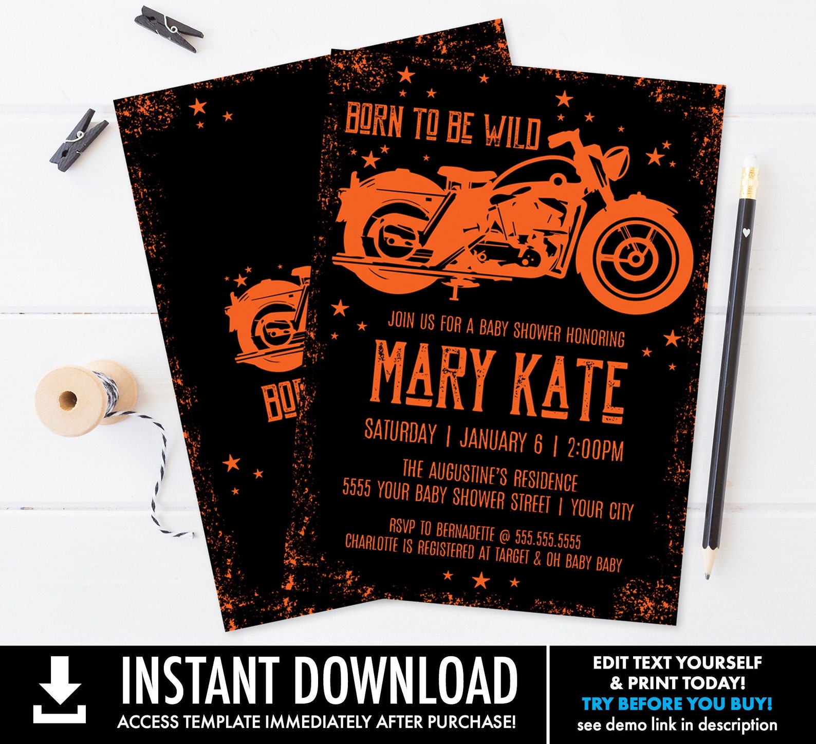Motorcycle Baby Shower Invitation Born to Ride Shower Born - Etsy