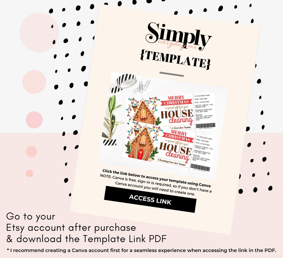 House Cleaning Christmas Gift Certificate, Maid Service, Gingerbread ...