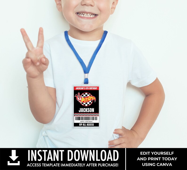 Pit Crew Badge,cars Birthday Party,vip All Access Badge,pit Crew ID ...