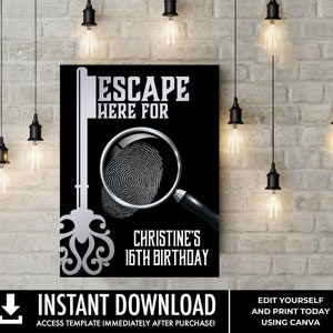 Escape Room Party 18"x24" Poster, Mystery Party Sign, Birthday Party ...