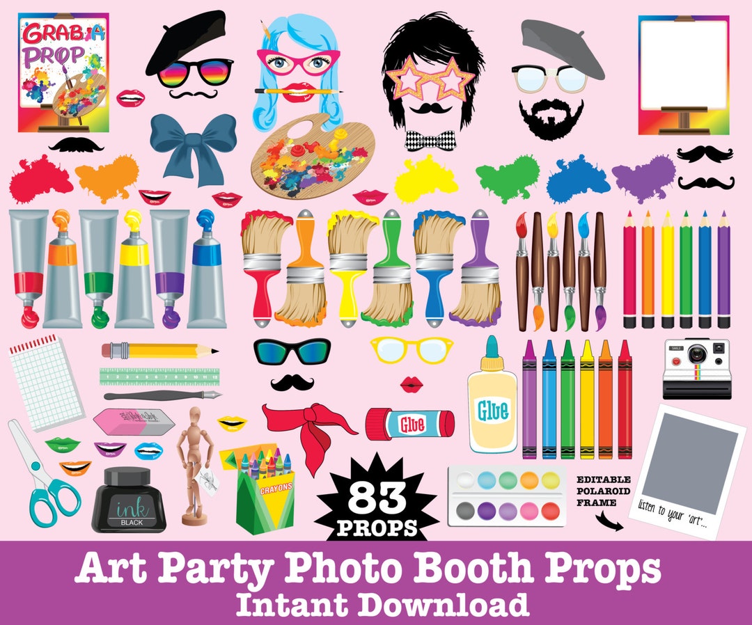 Art Party Photo Booth Props - Rainbow Party, Artist Party, Painting ...