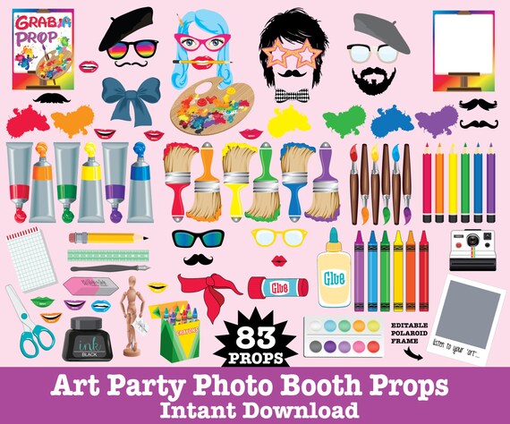 Art Party Photo Booth Props - Rainbow Party, Artist Party, Painting ...
